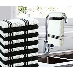 Oakias Kitchen Towels Black (12 Pack, 16 x 26 Inches) – Cotton Kitchen Hand Towels – Highly Absorbent & Quick Drying Dish Towels – Pop Corn Style…