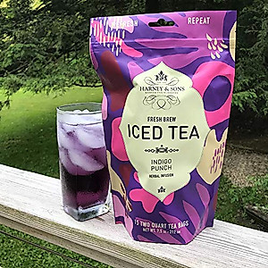 Harney & Sons Indigo Punch Herbal Iced Tea Pouches, with ct, Butterfly Pea Flower, 15 Count (Pack of 1)