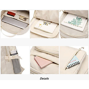 Large Capacity Travel Aesthetic Laptop bag for Men Women college student Backpack computer casual day pack (Cream)