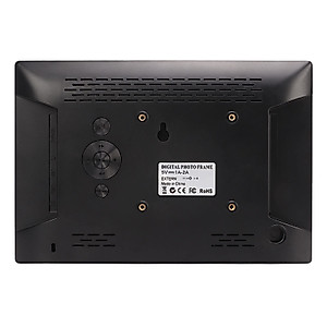 Smart Digital Photo Frame Adjustable Brightness Black Electronic Album Video Music Remote Control 100‑240V 10 Inch with Clock Calendar for Bedside Table (US Plug)