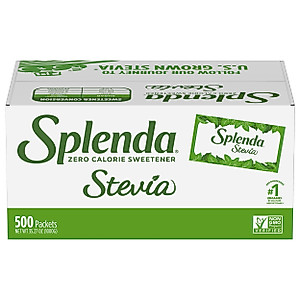 SPLENDA Stevia Zero Calorie Sweetener, Plant Based Sugar Substitute Granulated Powder, Single Serve Packets, 500 Count (Pack of 1)