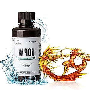 RESIONE W90B Water Washable 3D Printer Resin Almost Odorless LCD UV-Curing Resin 405nm Standard Photopolymer Resin for DLP MSLA LCD 3D Printing (Transparent Orange, 500g)