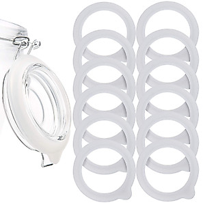 LUTER 12Pcs Silicone Jar Gaskets Replacement, Leak Proof Silicone Gasket Airtight Seals Rings for Mason Jar Lid, Regular Wide Mouth Glass Jars (White)