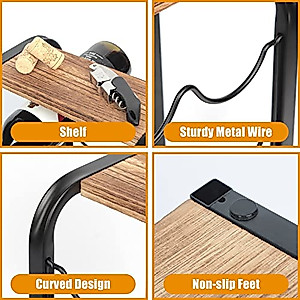 J JACKCUBE DESIGN Rustic Wood 6 Bottles Wine Rack for Countertop, 3 Tier Free Standing Wine Bottle Holder Stand Storage Organizer for Home Decor Bar, Cellar, Pantry, Cabinet- MK652A