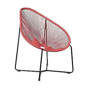 ARMEN LIVING LCACSIBRK Acapulco Indoor Outdoor Steel Papasan Lounge Chair with Brick Red Rope