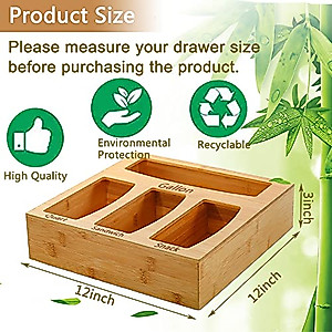 TILB Ziplock Bag Storage Organizer,Bamboo Baggie Organizer Dispenser for Drawer,Plastic Bag Organizer for Drawer Compatible With Gallon,Quart,Sandwich,Snack Bags
