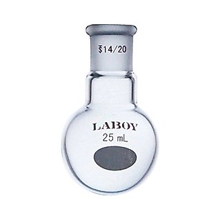 Laboy Glass 25mL Single Neck Round Bottom Boiling Flask Heavy Wall with 14/20 Joint Heating Distillation Reaction Receiving Flask Organic Chemistry Lab Glassware