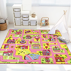 Capslpad Kids Play Rug 6.6x5.0 ft Large Size Kids Rug for Playroom Non Slip Washable Kids Car Road Rug Educational Learning Area Rug Children Play Carpet for Bedroom,Classroom,Nursery Room Decor