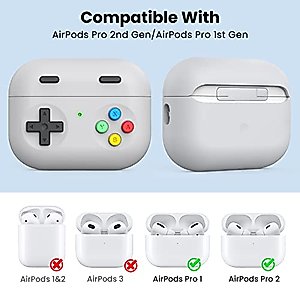 Delidigi Compatible for AirPods Pro 2 Case (USB-C/Lightning) Cover Retro Handheld Game Console Design Silicone Protective Case with Lanyard Keychain Compatible with AirPods Pro 2nd Generation