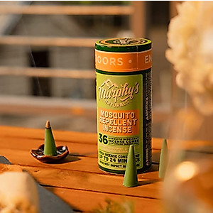 Murphy’s Naturals Mosquito Repellent Incense Cones | DEET Free with Plant Based Essential Oils | 24 Minute Burn Time per Cone | Includes Ceramic Burning Dish | 36 Cones |