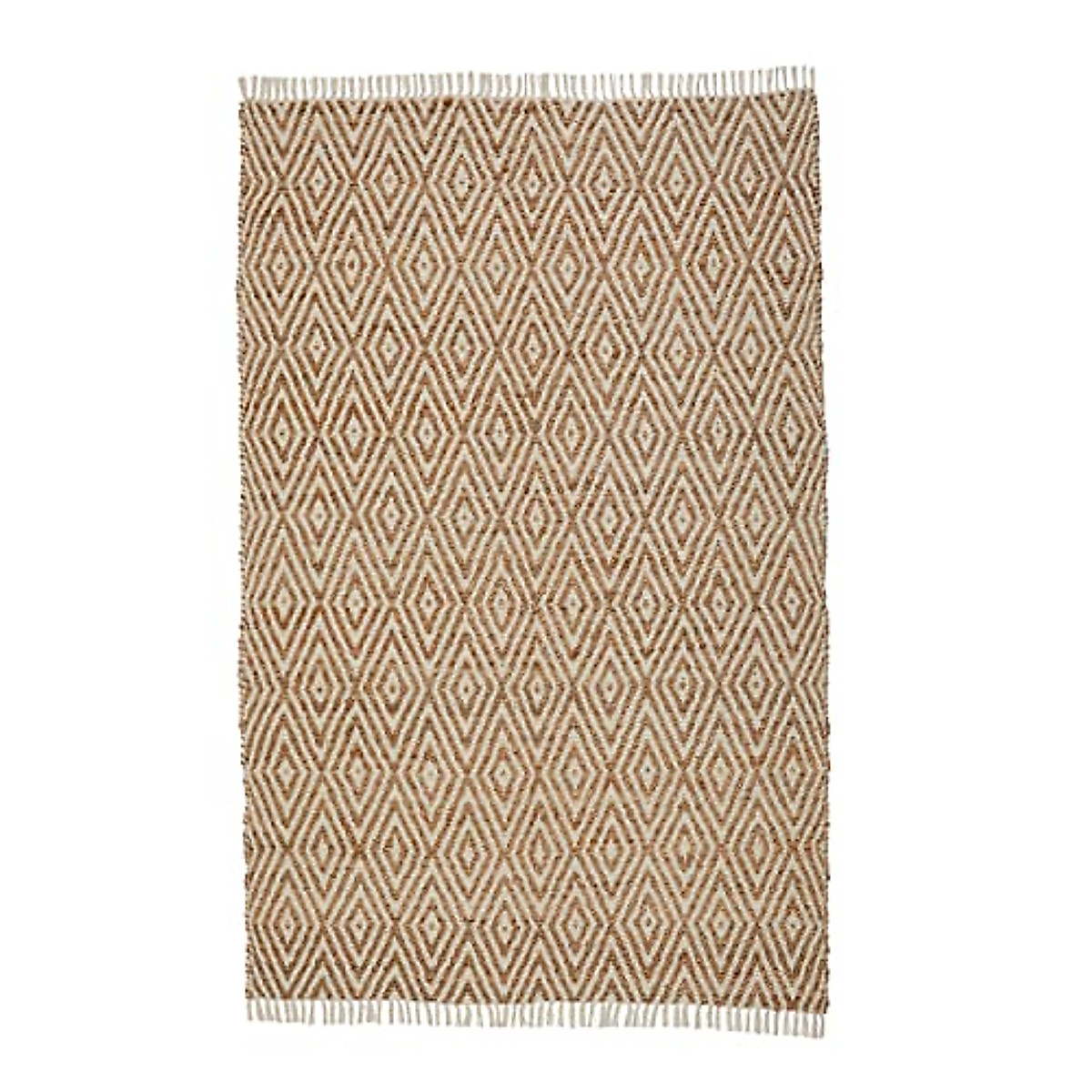 Pebble & Crane - Durham Rug - Woven Throw Rug - Jute and Cotton - Area Rug for Kitchen, Living Room, Bedroom, and More - Solid Trim - 6’ x 9’ - Natural and Beige