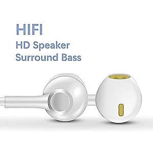 (2 Pack) Premium 3.5mm Wired Earphones/Headphones/Earbuds with Built-in Microphone & Remote Control Compatible for iPhone iPad iPod Samsung Galaxy Android Phone(White)