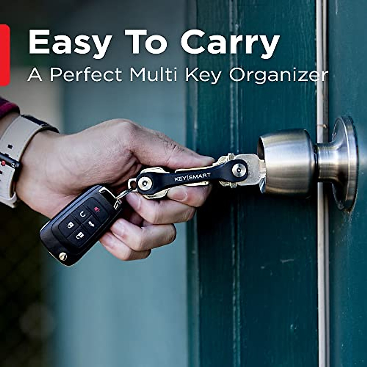 KeySmart Flex - Compact Key Holder and Keychain Organizer (up to 8 Keys, Black)