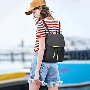 KKXIU Trendy Leather Backpack Purse for Women and Ladies Shoulder Travel Daypacks Bags (A-Black)