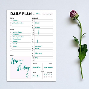 Daily Planner Notepad - A5 Calendar, Scheduler, Organizer with Priority, To Do List, Appointments, Notes, Meals and Water Intake Tracker, 50 Undated Tear-Off Sheets Planning Pad, 5.8"x8.25"