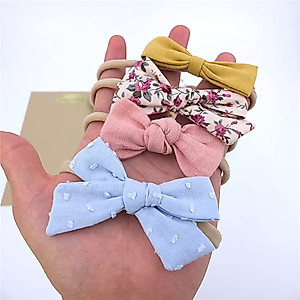 Sugarmelon Baby Nylon Headband with Bows for Newborn Toddler Hair Bow Elastic for Infant Baby Girls Kids Hairbands Accessories Mauve Bubble