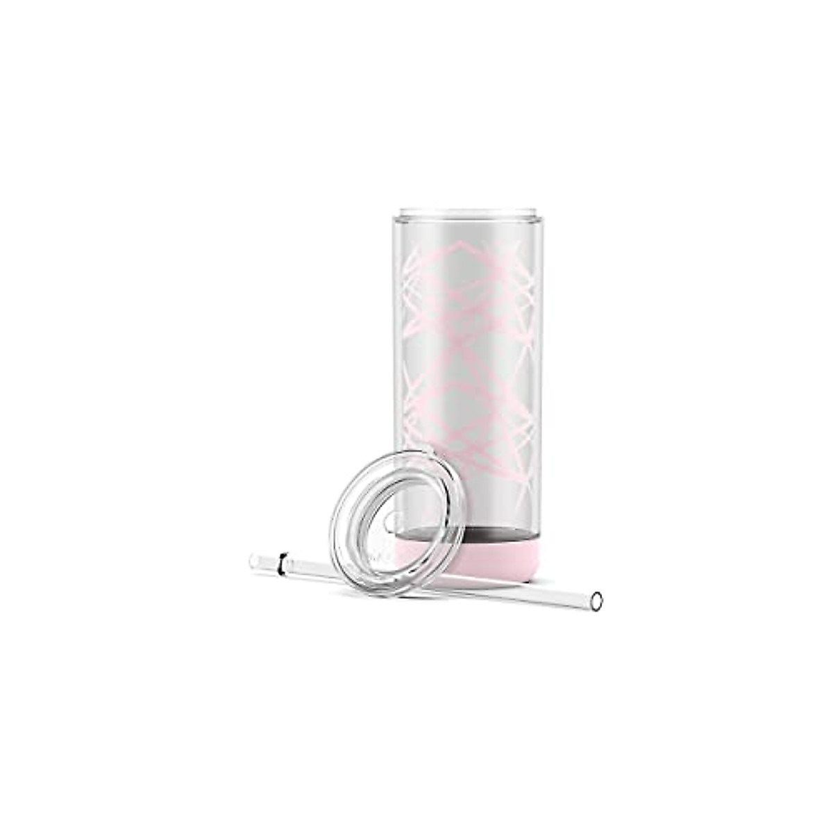 Ello Peak Double Wall Insulated Plastic Tumbler with Straw, 22 oz, Pink Satin Lasers