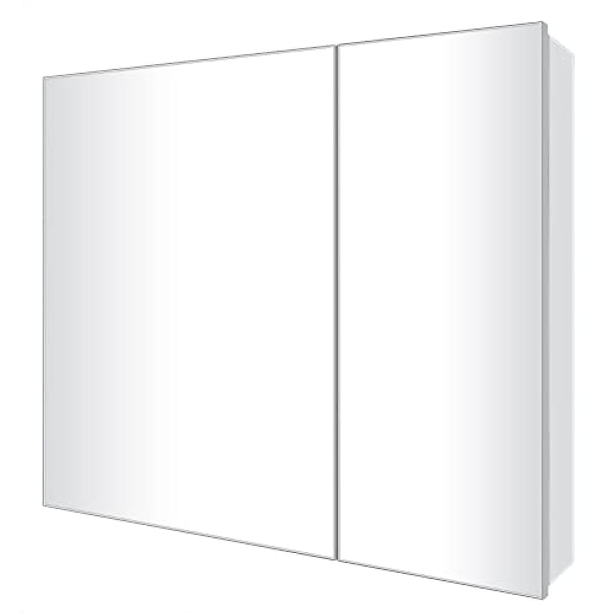 FOMAYKO Aluminum Bathroom Medicine Cabinet with Farmhouse Silver Metal Framed 30(H) x26(W) Inches Double Door Recess or Surface Mount Mirror Cabinet for Bathroom Toilet Kitchen