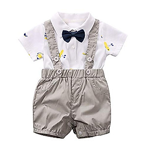 YFYBaby Newborn Baby Boys Gentleman Outfits Suits Infant Short Sleeve Shirt+Bib Pants+Bow Tie Overalls Clothes Set