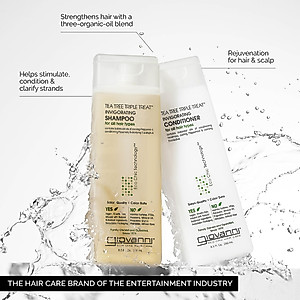 GIOVANNI Tea Tree Triple Treat Invigorating Shampoo & Conditioner Set - Cooling Peppermint, Eucalyptus, Rosemary, Helps Dry, Flaky Scalp, Salon Quality, Vegan, Cruelty Free, Paraben Free - 8.5 oz Each