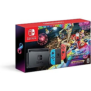 Nintendo Switch with Neon Blue and Neon Red Joy‑Con HAC-001 w/ Mario Kart 8 Deluxe