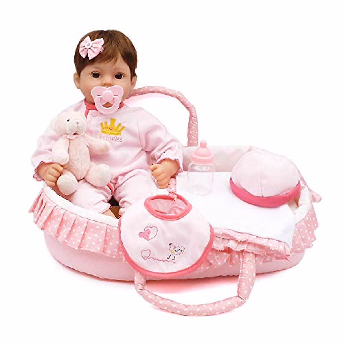 CHAREX Reborn Baby Doll Handmade Lifelike Toddler Dolls, 18 inch Weighted Realistic Girl Doll, Soft Body Toy Gift Set for Girls Kids Age 3+