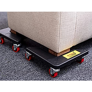 Pake Handling Tools - Furniture Corner Mover 3 Wheel Dolly- Low Profile Wheel Dollies Set of 4-880 lb. Load Capacity