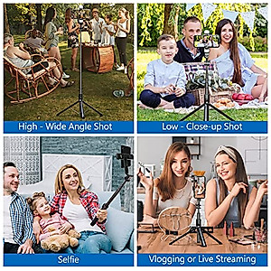 Selfie Stick Phone Tripod with Remote and LED Fill Lights - ASHINER 70 inch Heigh Cell Phone Holder for Travel, Vlogging, Live Streaming Video and Photos,Phone Stand Compatible with iPhone and Android