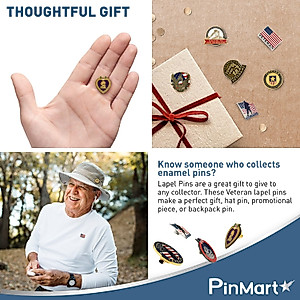 PinMart Proudly Served Veteran Pin – Patriotic American Lapel or Hat Pin – Proud to be Retired Army, Navy, Air Force or Marine Corps – Gold Plated Enamel with Secure Clutch Back