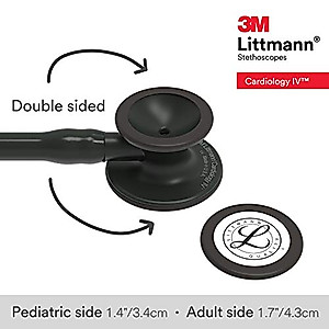 3M Littmann Cardiology IV Diagnostic Stethoscope, 6163, More Than 2X as Loud*, Weighs Less**, Stainless Steel Black-Finish Chestpiece, 27" Black Tube, Stem, and Headset