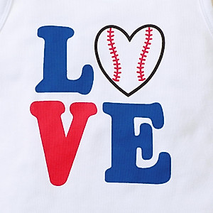 Magic Park 6M-6Y Baby Girls Baseball Short Set Outfits Toddler Love Baseball Vest Shirt Tops Short Pants Kids Summer Clothes (0043-baseball, 3-4 Years Old)