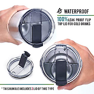 CHILLOUT LIFE Stainless Steel Travel Mug with Handle 30 oz – 6 Piece Set. Tumbler with Handle, Straw, Cleaning Brush & 2 Lids. Double Wall Insulated Large Coffee Mug Bundle