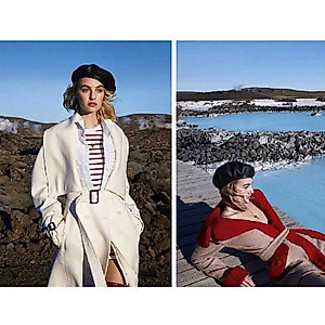 MINGSEECESS Women PU Leather French Black Beret Hat Causal Beanie Hat