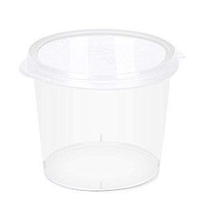 Plastic Disposable Portion Cups Souffle Cup with Lids Leak-proof Clear Thicken Storage Container Storage Box Slime, 1-Ounce, 50-Pack