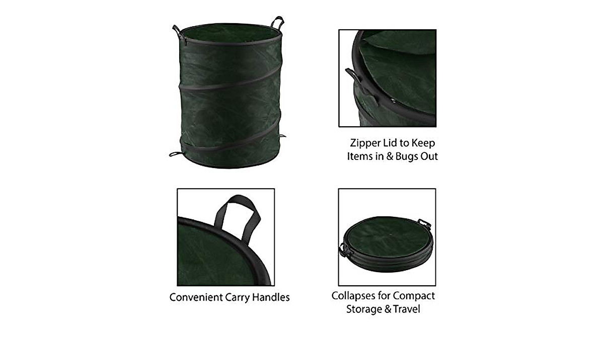 Collapsible Trash Can - 33 Gallon Pop Up Waste Bin by Wakeman Outdoors