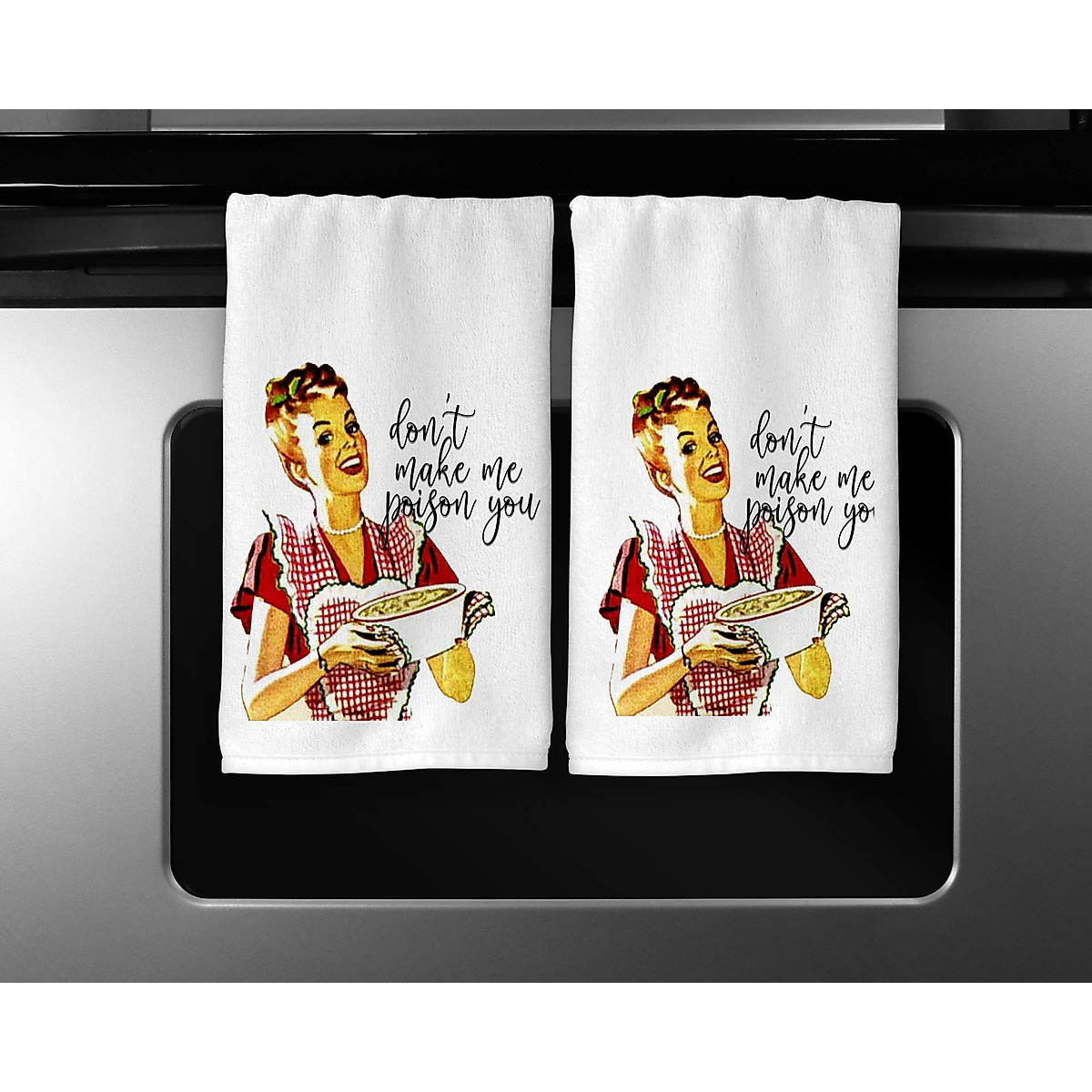 Retro Kitchen Hand Towels - Don't Make Me Poison You - Funny Gift for Mom - Cooking Gift for Women
