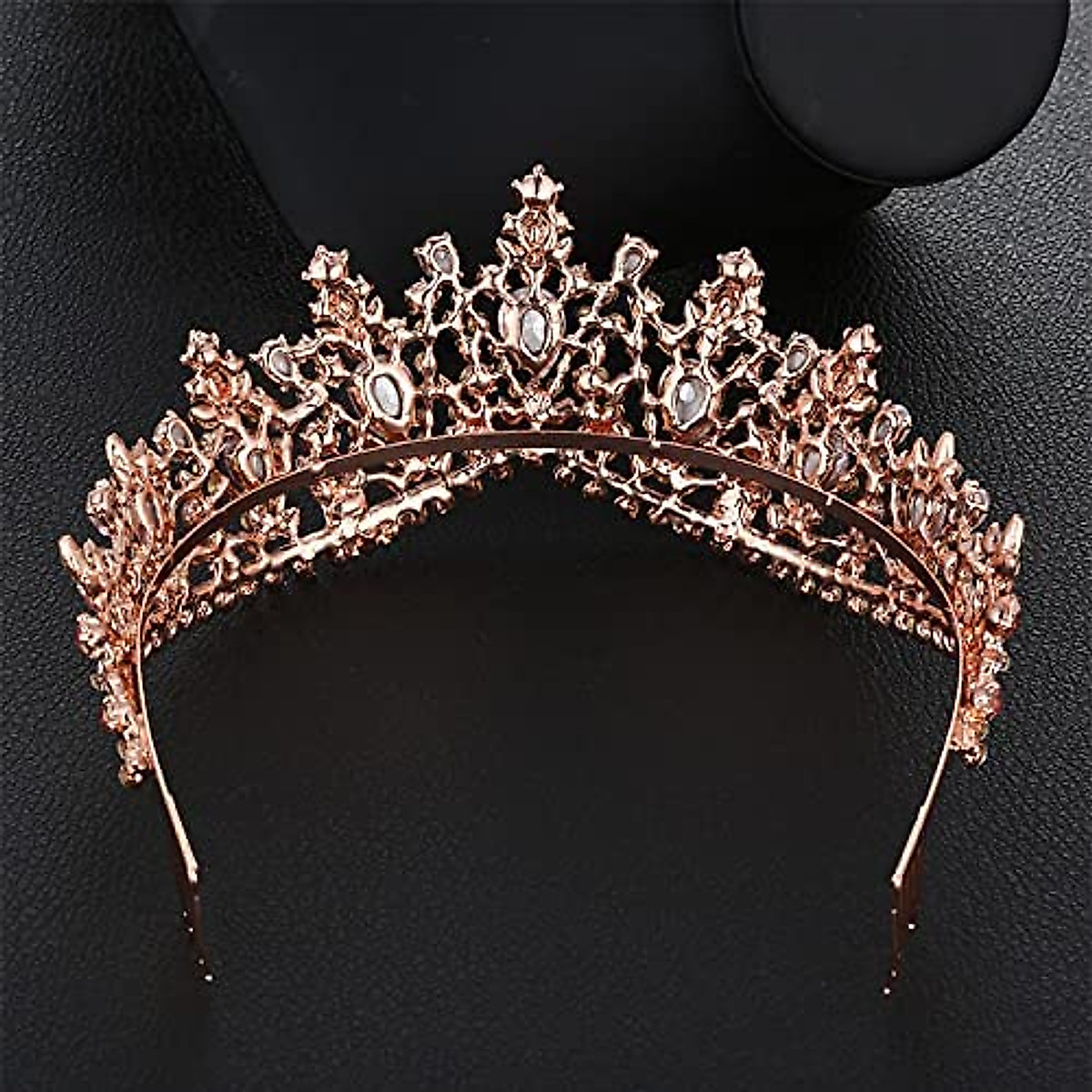 Yunyuebridal Sweet 16 Homecoming Crown Rose Pink Jewelry Baroque Quinceanera Prom Ball Hair Accessory,Pink