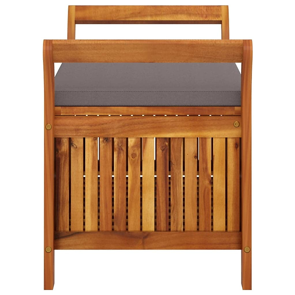 loibinfen Wooden Outdoor Patio Storage Bench Large Deck Box with Brown Cushion 35.8"x19.7"x23.6" Solid Wood Acacia Storage Box Deck Box with Seat for Garden, Balcony, Porch, Pool,Yard