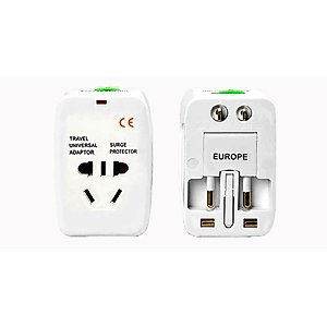 T POWER - Universal World Wide Travel Plug Adapter - White Electronics Worldwide AC Outlet Plugs Adapters for Europe, UK, US, AU, Asia-Blue