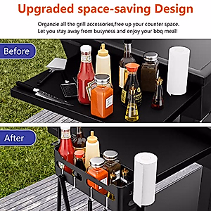 Upgraded Griddle Caddy for Blackstone Griddle Accessories, Space Saving Grill Accessories, BBQ Accessories Storage for Blackstone Griddles 28"/36" (Without Magnetic Tool Holder)