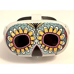Sugar Skull (Green) Decal for Quest 2 VR Headset - Meta / Oculus - Glossy Vinyl Sticker