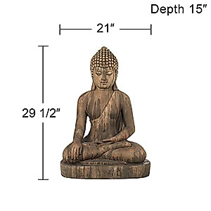 John Timberland Zen Buddha Outdoor Statue 29 1/2" High Floor Sitting Weathered for Yard Garden Lawn