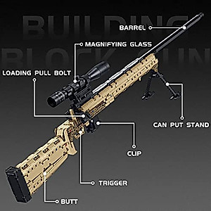 CASEIER 1086 Pieces Model Gun Building Blocks Set - 1:1 M24 Building Bricks Collection - Shootable and Gift for Christmas Collectible Surprises