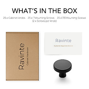 Ravinte 25 Pack Drawer Pulls 1-1/4 Inch Kitchen Cabinet Knobs Solid Round Dresser Drawer Knobs Matte Black Dresser Knobs Drawer Knobs Simple Cabinet Hardware for Cupboard Drawer Pulls