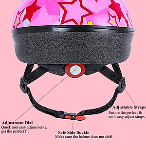 Asslen Kids Bike Helmet Suitable for Ages 3-8 Years Boys Girls, Adjustable Toddler Helmet with Knee Elbow Pads Wrist Guards Sports Protective Gear Set for Bike Bicycle Skateboard Scooter-Pink