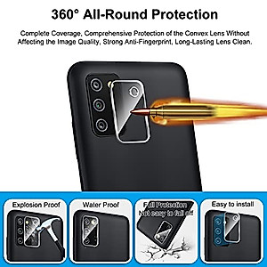 TQLGY 3 Pack Screen Protector for Samsung Galaxy A03s with 3 Pack Camera Lens Protector, Tempered Glass Film, 9H Hardness - HD - Bubble Free - Anti-Scratch - Easy Installation