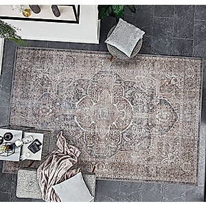 Adiva Rugs Machine Washable and Wipe Clean Area Rug, Living Room Rugs, Bedroom Rug, Water and Dirt Proof Runner Rug, Home Decor (Brown, 2' x 3')