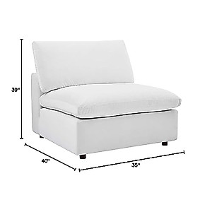 Modway Commix Down-Filled Overstuffed Performance Velvet Sectional Sofa Armless Chair