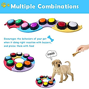 RIBOSY Soundboard, 8 Recordable Buttons with 4 Mats, 50 Stickers, Dog Buttons for Communication - Record& Playback Your Own Voice to Train Your Dog Voice What They Want