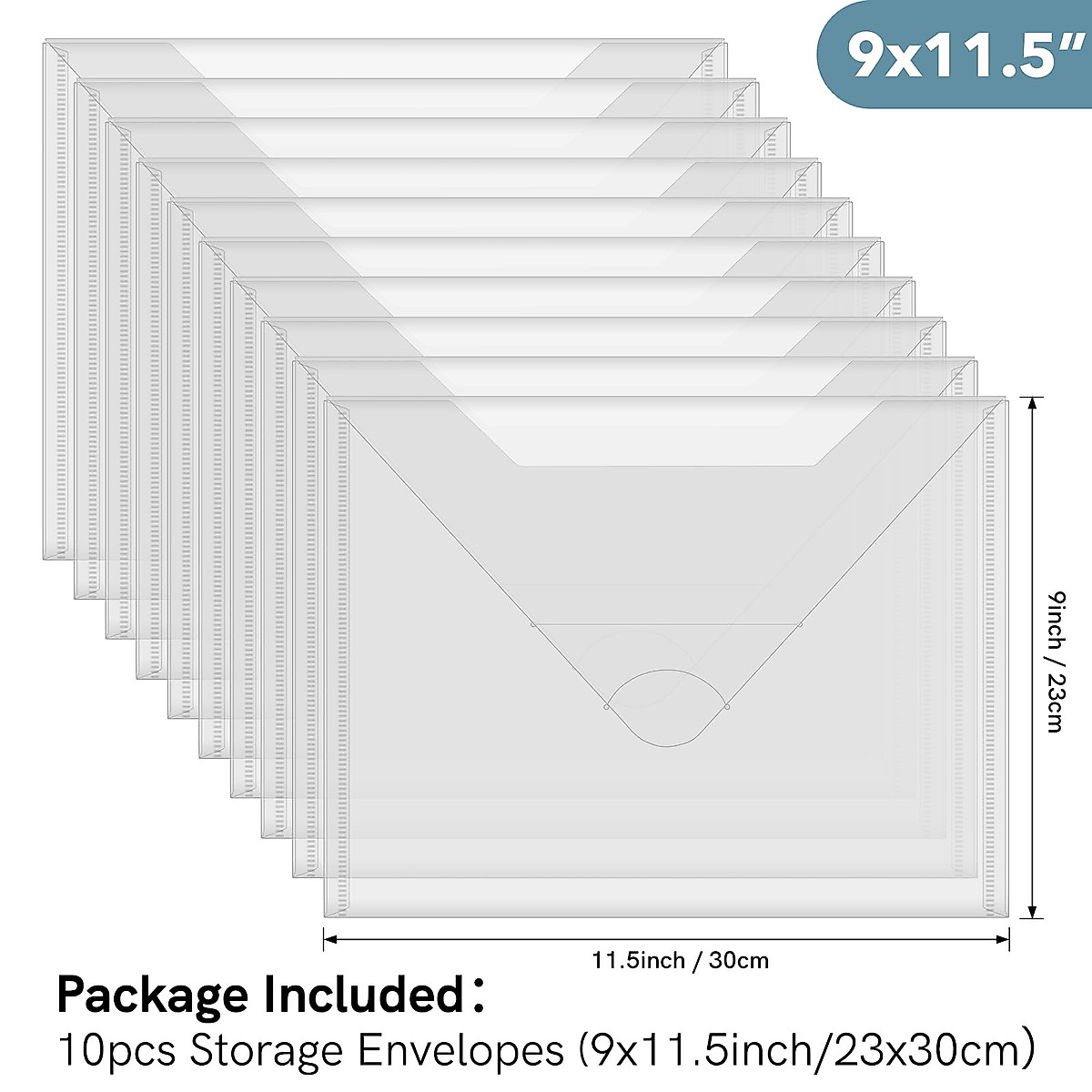 Briartw 10 Pack Large Storage Bag,11.5"x9"Resealable Plastic Envelopes Pockets for Cutting Dies Stencil Crafts Organizer Holder,Clear Storage Envelopes for Clear Stamp,Die Cuts,Scrapbook Paper